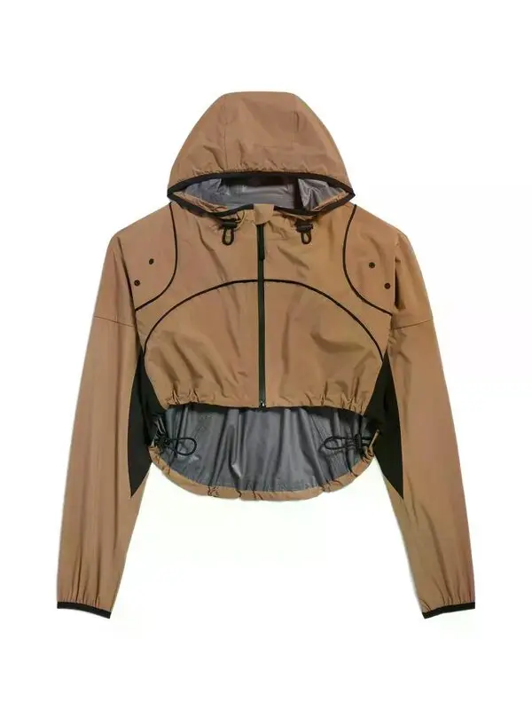 Balenciaga Cropped Hooded Jacket With Paneling - Neutrals