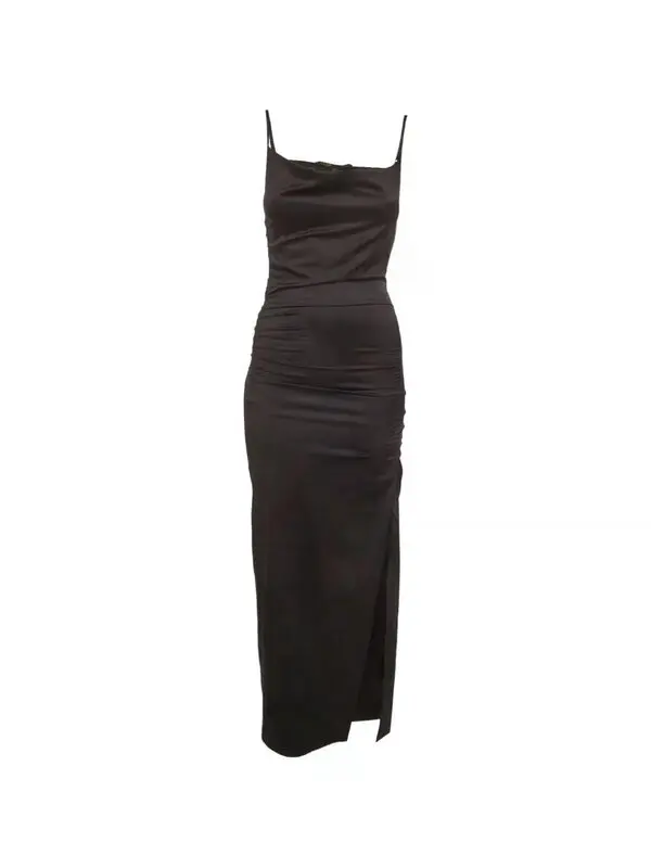 Maje Cowl Neck Draped Midi Dress - Black