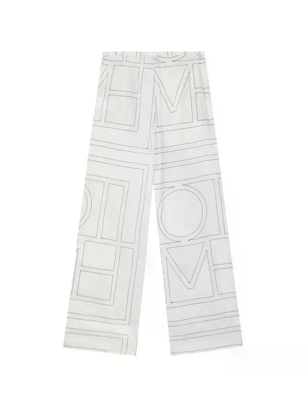 TOTEME Logo-embroidered Wide-leg Trousers