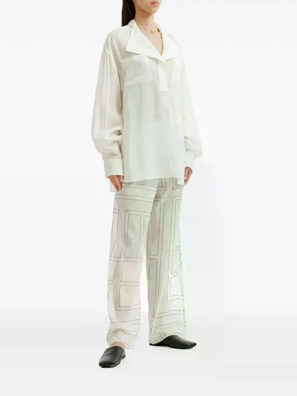 TOTEME Logo Embroidered Wide-leg Trousers - White