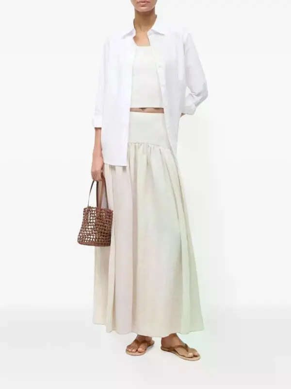 Staud Procida Gathered Linen Skirt
