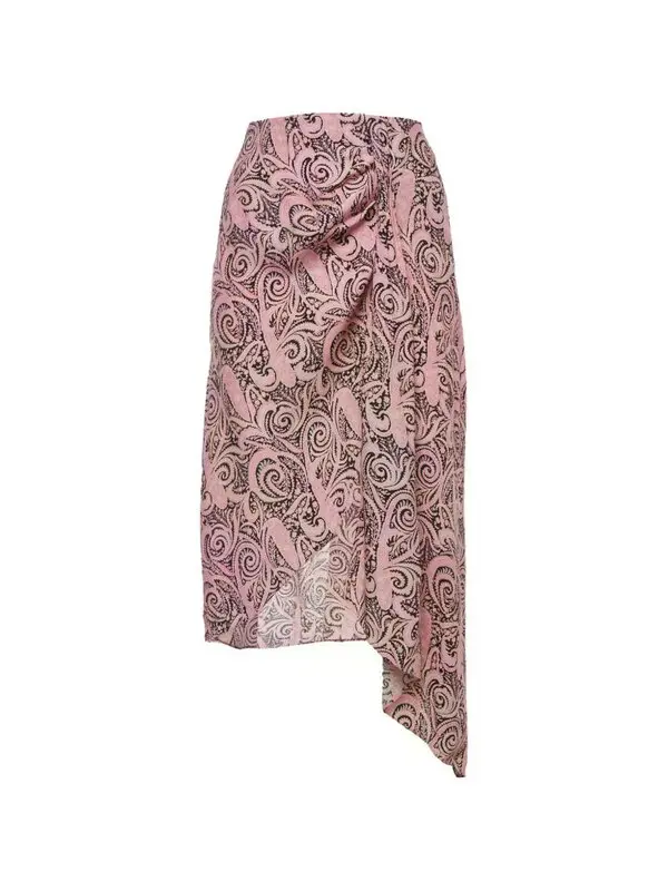 Maje Printed Asymmetric Midi Skirt