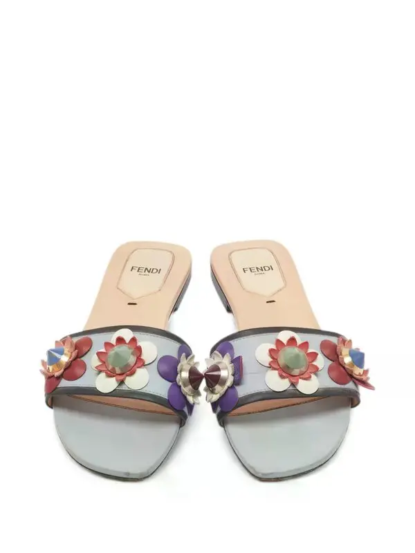 Fendi Flowerland Leather Sandals