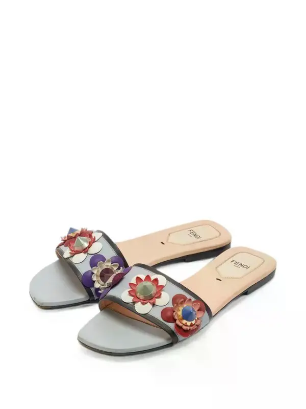 Fendi Flowerland Leather Sandals