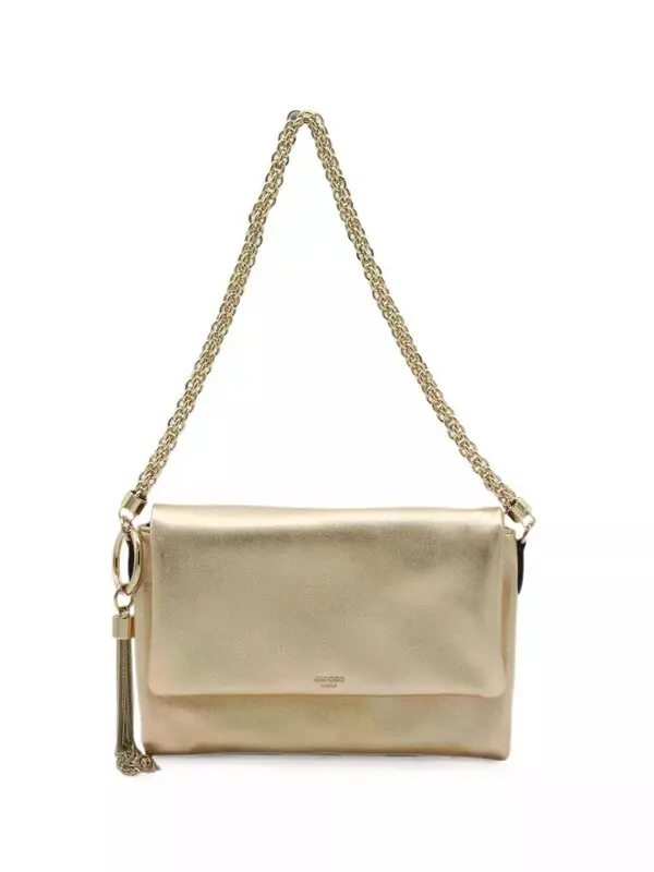 JIMMY CHOO Callie Flap Metallic Tassel Shoulder Bag