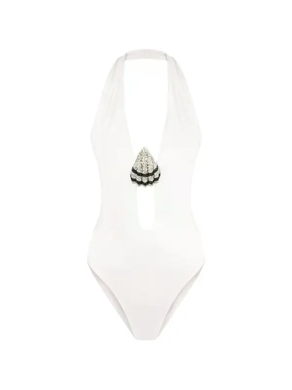 NUE Crystal-embellished Halterneck One-piece Swimsuit - White