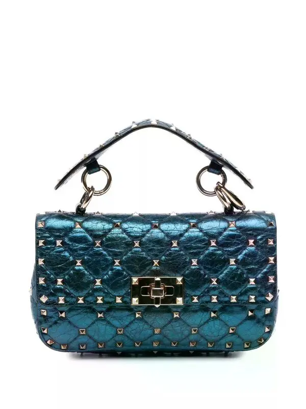 Valentino Garavani 2000-2017 Small Metallic Lambskin Rockstud Spike Satchel