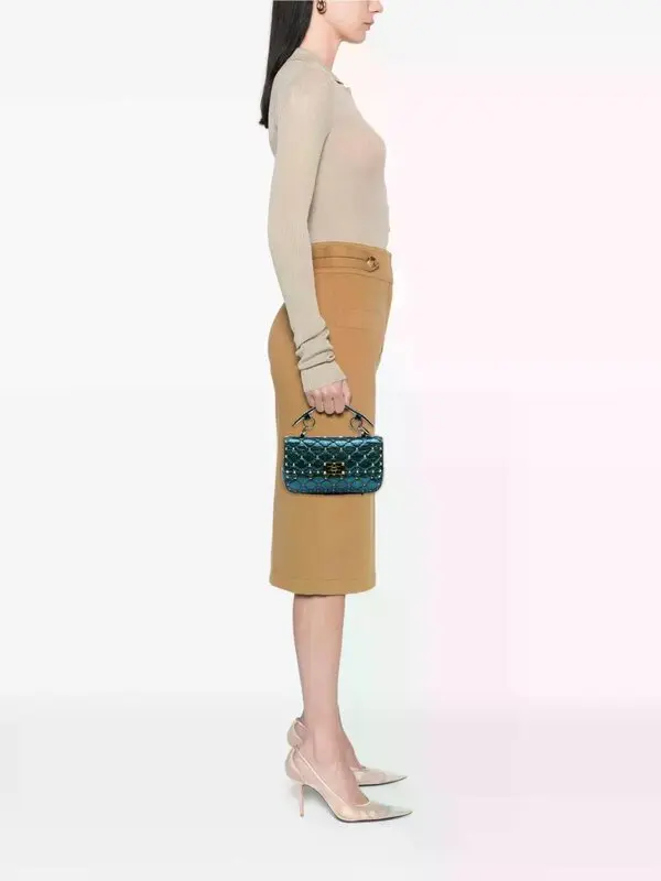 Valentino Garavani 2000-2017 Small Metallic Lambskin Rockstud Spike Satchel