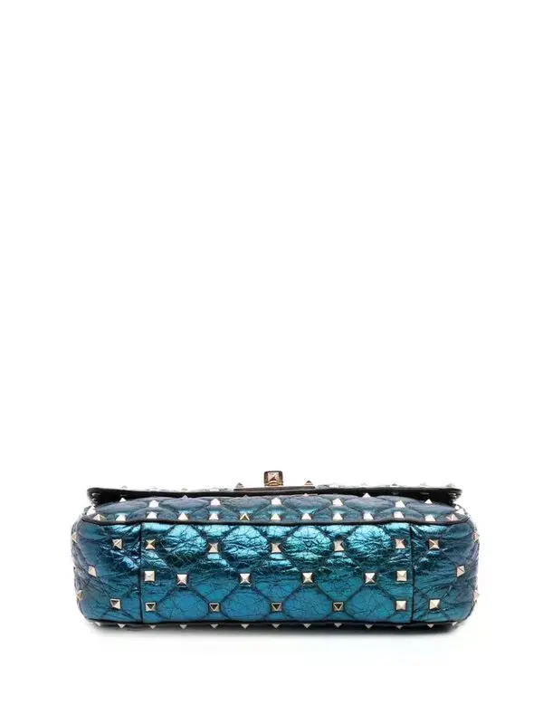 Valentino Garavani 2000-2017 Small Metallic Lambskin Rockstud Spike Satchel