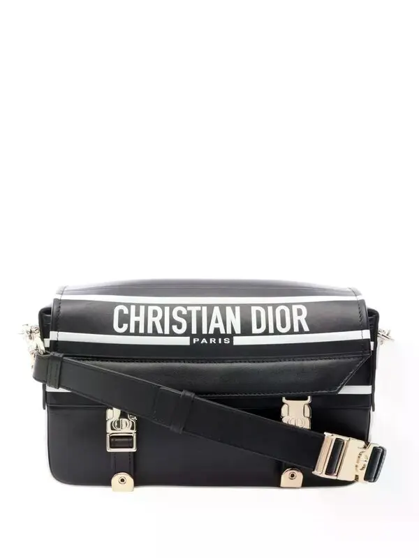 Dior 2018-2022 Small Smooth Calfskin Embroidered Diorcamp Messenger Bag Crossbody Bag - Black