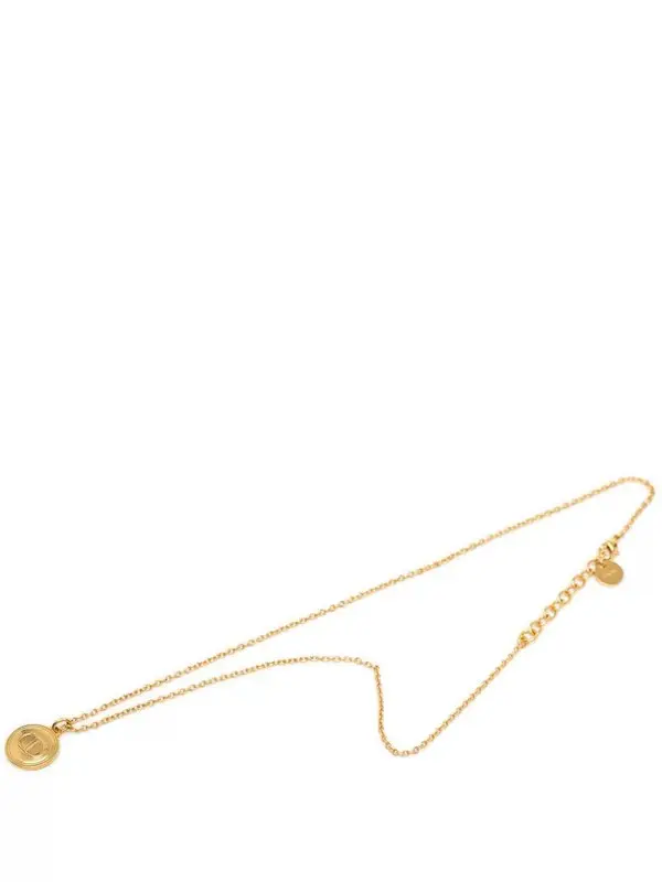 Dior 20th Century Plated Cd Logo Round Pendant Necklace Costume Necklace - Gold
