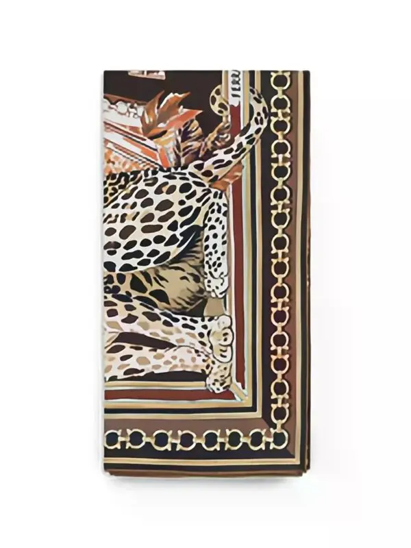 FERRAGAMO Leopard-print Silk Scarf