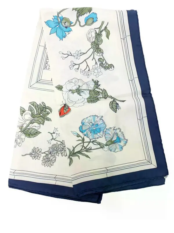 Hermès 1990-2010 Quai Aux Fleurs Silk Scarf 90 Scarves - White