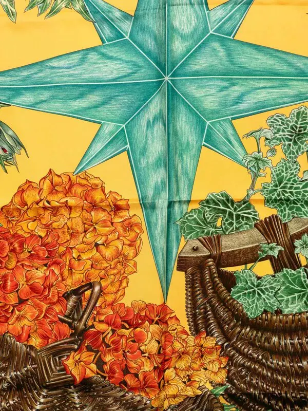 Hermès 20th Century Passiflores Silk Scarf 90 Scarves - Yellow