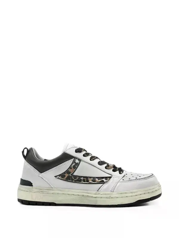 HTC LOS ANGELES Starlight Leather Sneakers With Leopard Print Accents
