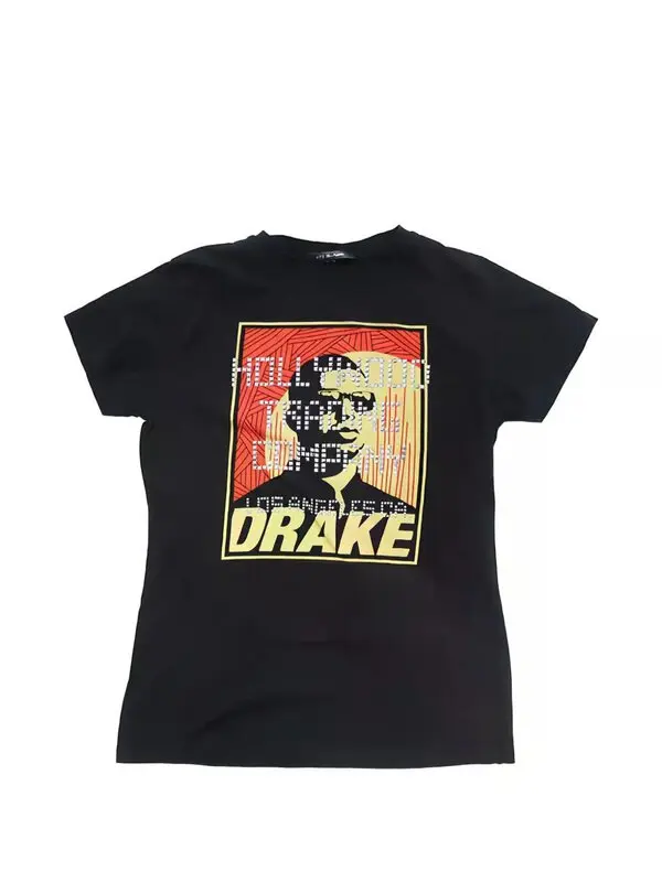 HTC LOS ANGELES Drake Lux Studded Graphic-print T-shirt - Black