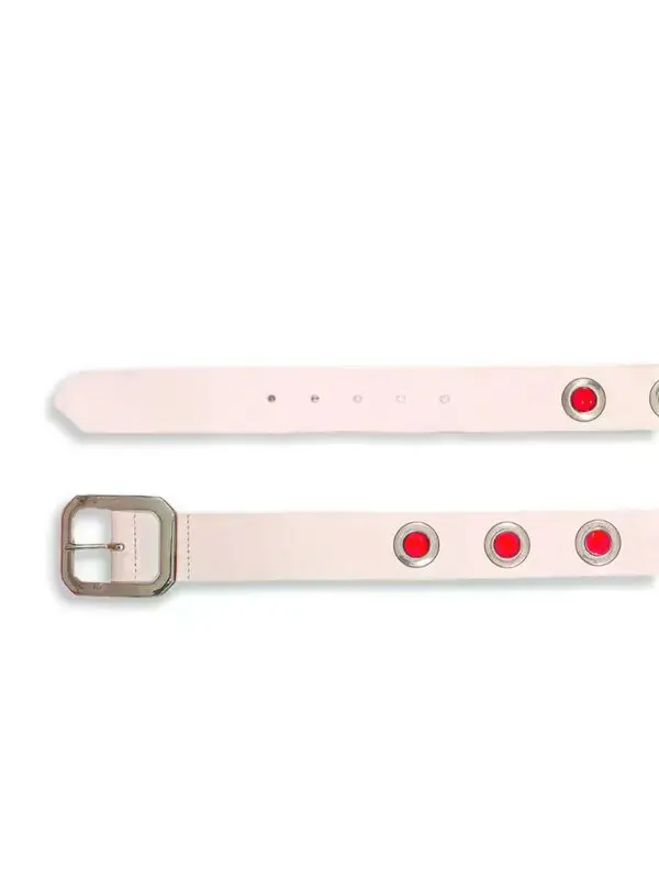 HTC LOS ANGELES Embellished Belt With Silver-tone Hardware - White