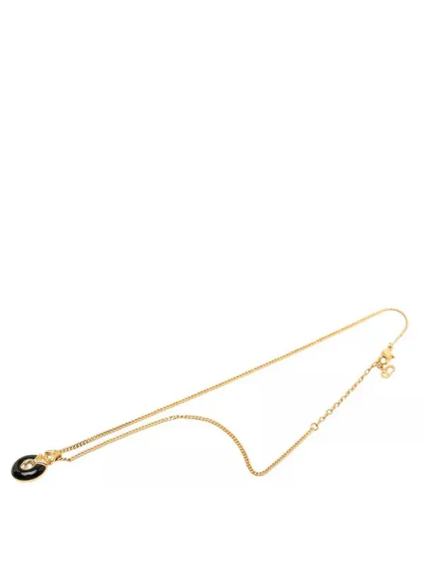 Dior 20th Century Plated Enamel Strass Tear Drop Pendant Necklace Costume Necklace - Gold