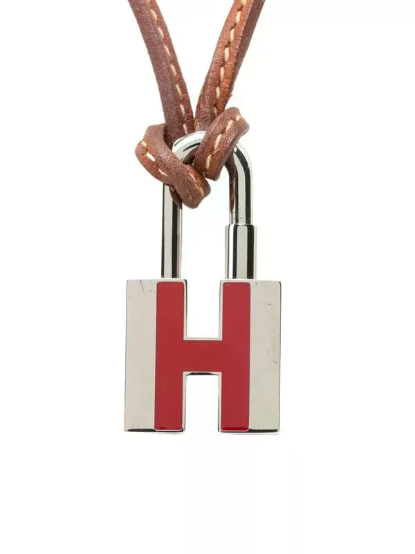 Hermès 1990-2000 Palladium Plated Cadena H Lock Charm Padlock Necklace Costume Necklace - Silver