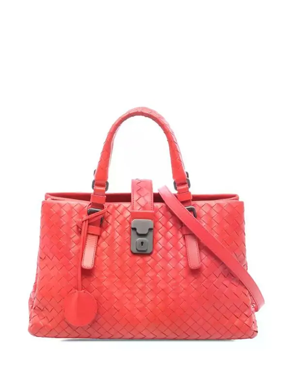 Bottega Veneta 2012-2026 Small Nappa Intrecciato Roma Satchel - Red