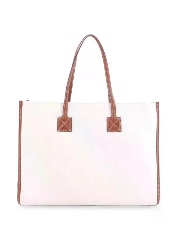 Burberry Freya Shopping Canvas With Leather Medium Tote Bag