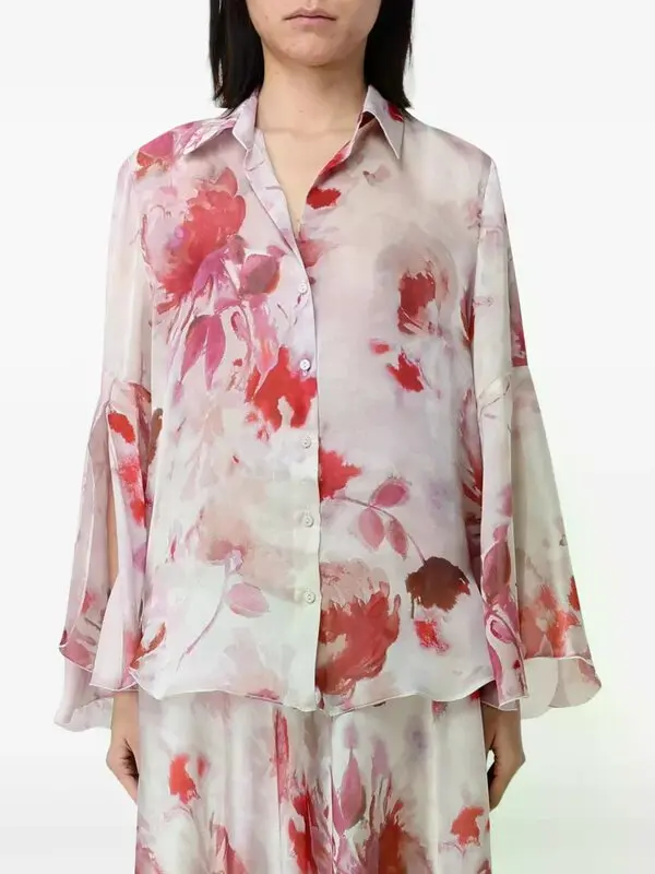 HANITA Floral Print Bell Sleeve Shirt