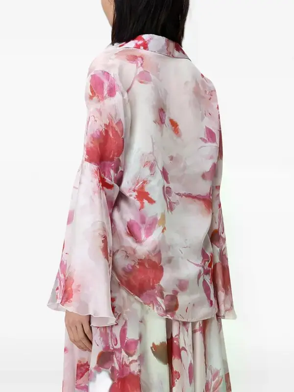 HANITA Floral Print Bell Sleeve Shirt