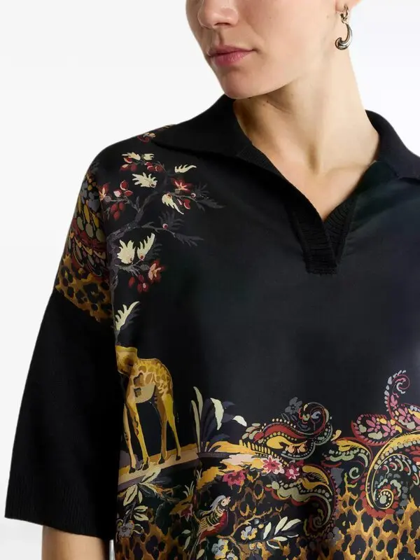 Etro Wool-blend Sweater With Placed Animal And Paisley-print