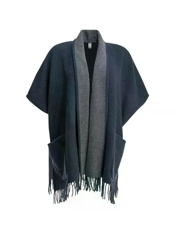 FERRAGAMO Fringed-hem Cape - Blue