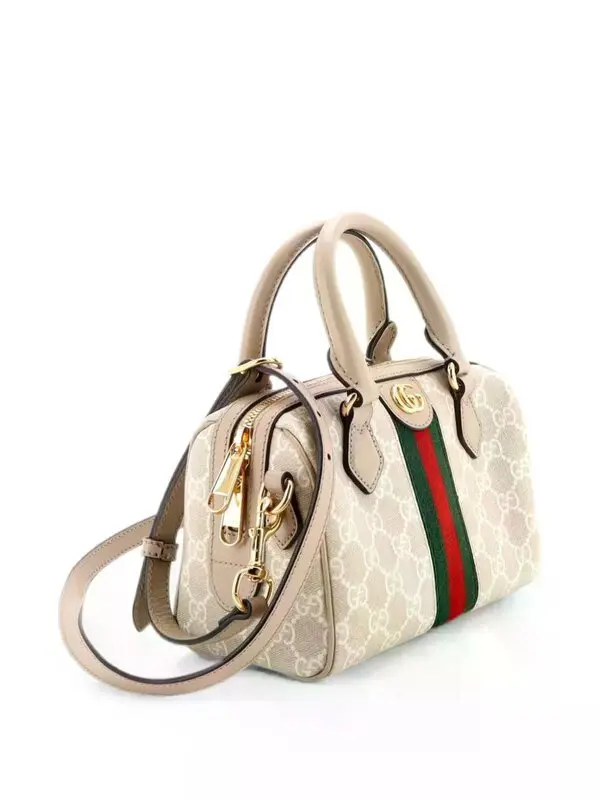 Gucci Ophidia Convertible Boston Bag Gg Coated Canvas Mini Satchel - Neutrals