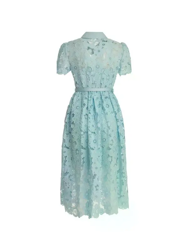 SELF-PORTRAIT Belted Midi Dress - Blue