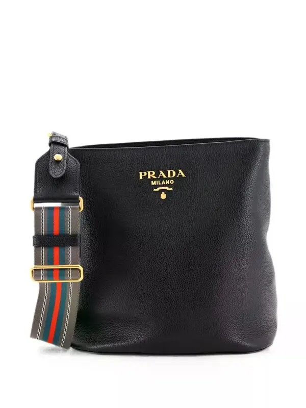 Prada Vitello Phenix Medium Bucket Bag - Black