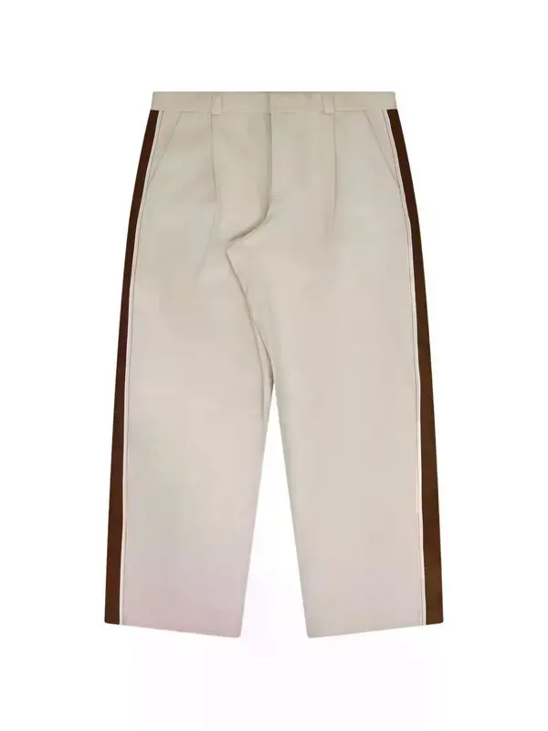 Ahluwalia Cream Wide Leg Trousers With Contrast Stitching
