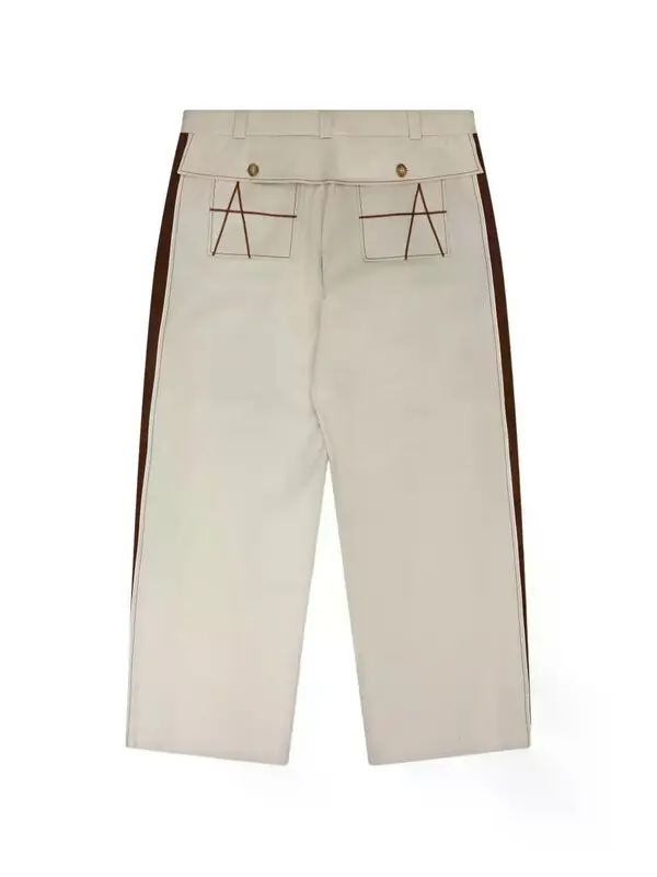 Ahluwalia Cream Wide Leg Trousers With Contrast Stitching