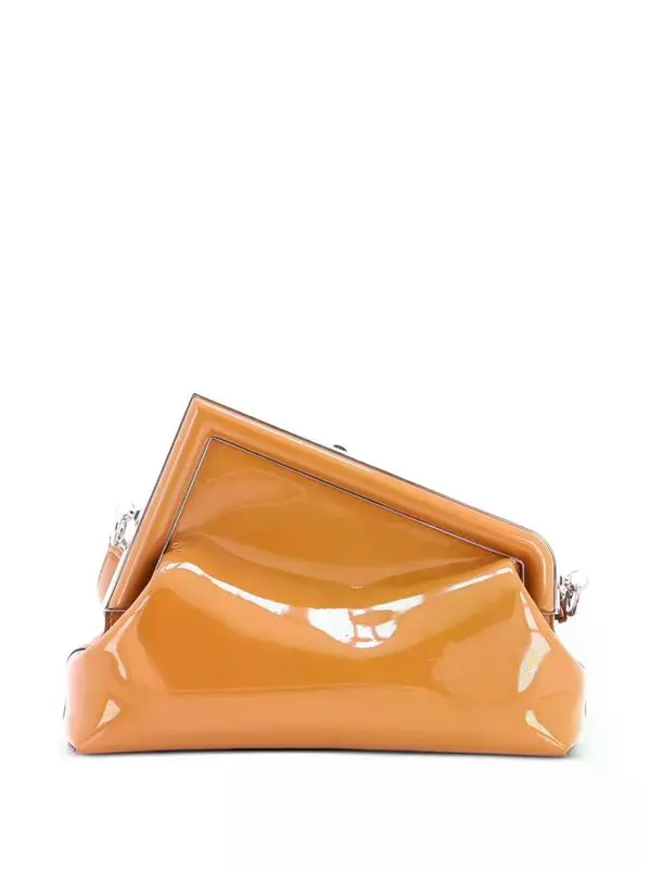 Fendi Patent Midi Shoulder Bag - Brown