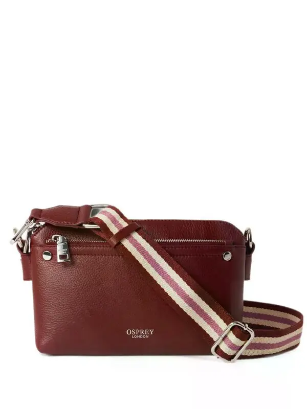 OSPREY Grained-leather Striped-strap Cross-body Bag