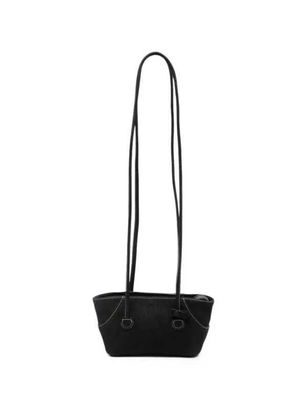 MARGESHERWOOD Contrast-stitched Leather Crossbody Bag - Black