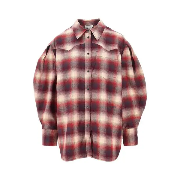 GANNI Cotton Flannel Check Shirt - Multicolor
