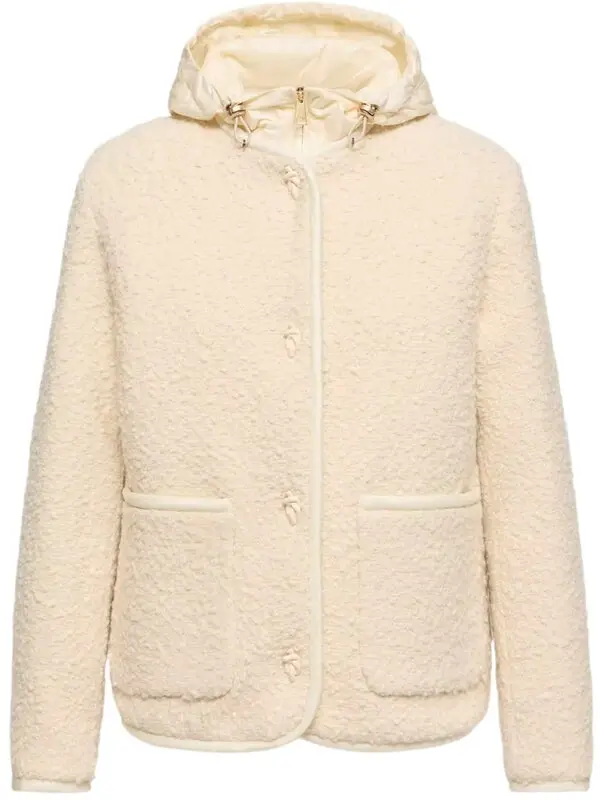 Moncler Short Down Jacket In Wool And Cotton Blend In Hylesine