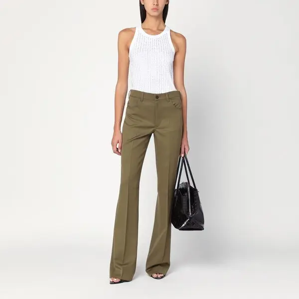 Attico Military Wool Gabardine Trousers - Green