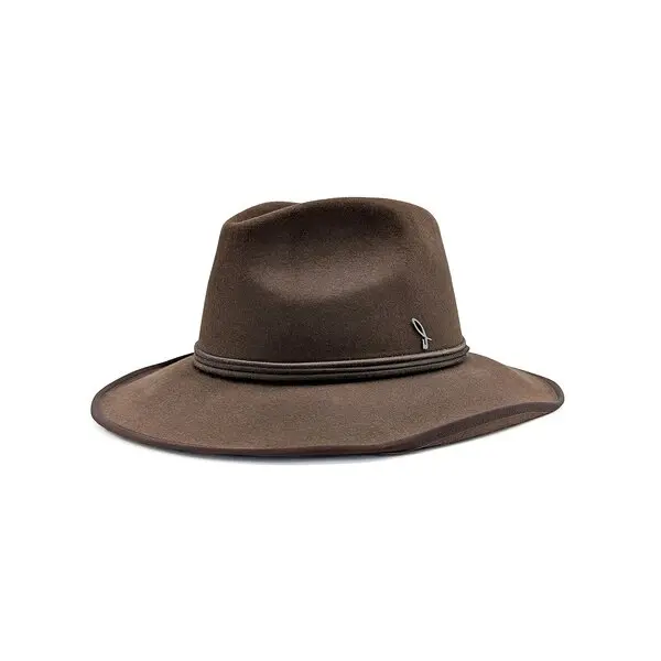 DORIA 1905 Smooth Lapin Felt Western Drop Hat - Brown