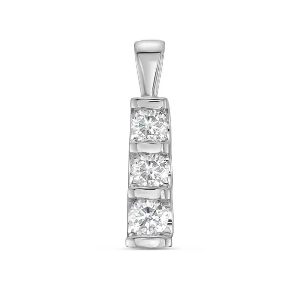 ARTISAN Three-stone Diamond Vertical Pendant In 14k Gold - White
