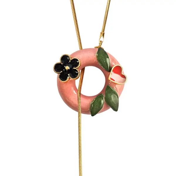 SCULP I Love It Big Choker Necklace With Porcelain Pendant And -plated Sterling Silver Chain