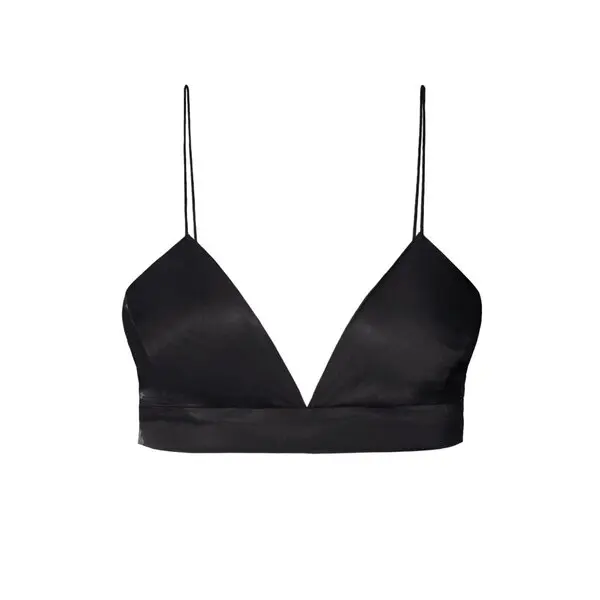 AGGI BY HALEWSKI Asha Satin Glossy Bralette Top - Black