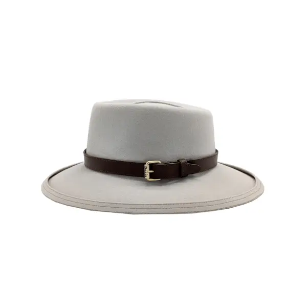 DORIA 1905 Smooth Lapin Felt Hat With Leather Strap - Grey