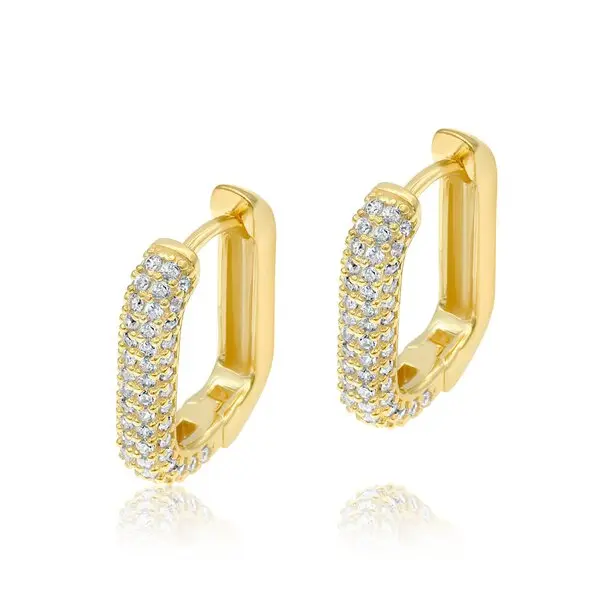 SHYMI Pave Box Domed Mini Hoop Earrings - Gold
