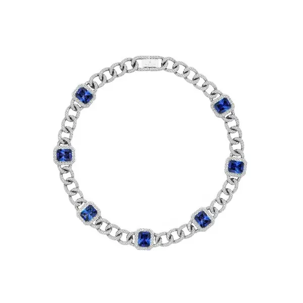 Arte Madrid Pet It On Cuban Chain Necklace Sapphire Royal - Blue