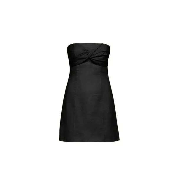 AVENUE 8 Draped Strapless Mini Linen Dress