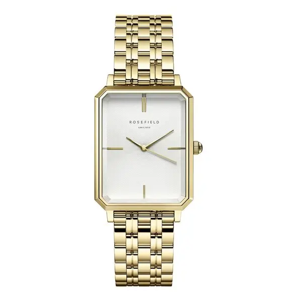ROSEFIELD Octagon Ladies Silver Dial Watch - Gold