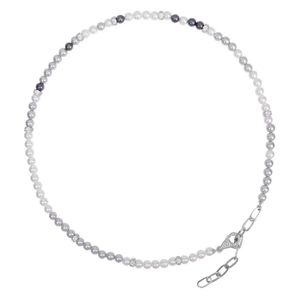 Arte Madrid Three-tone Freshwater Shell Pearl And Cubic Zirconia Necklace - Grey